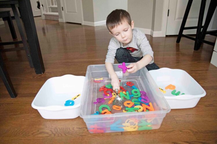 Alphabet Scoop and Transfer Literacy Activity - Busy Toddler