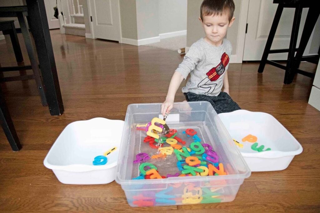 Alphabet Scoop and Transfer Literacy Activity - Busy Toddler