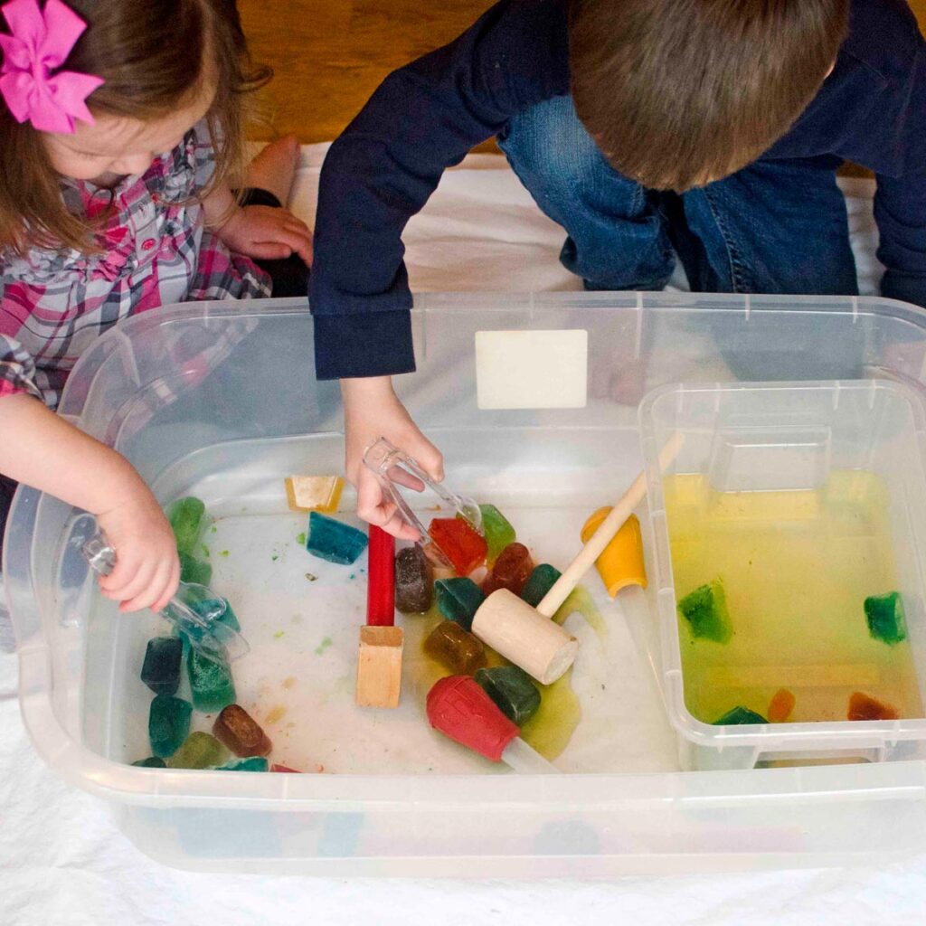 Rainbow Ice Science Activity - Busy Toddler