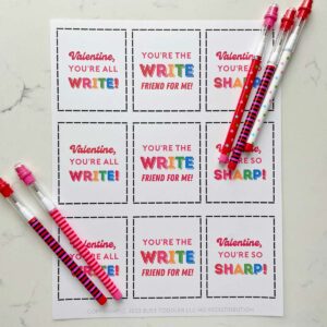 Printable Valentine Cards with Pencils - Busy Toddler