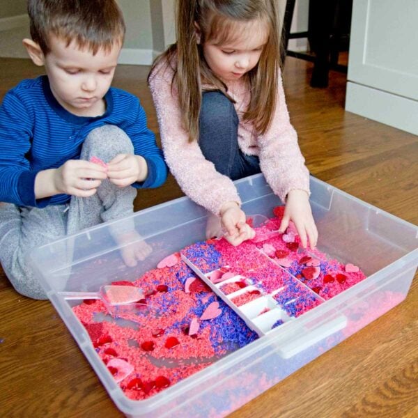 Valentine's Day Sensory Bin - Busy Toddler