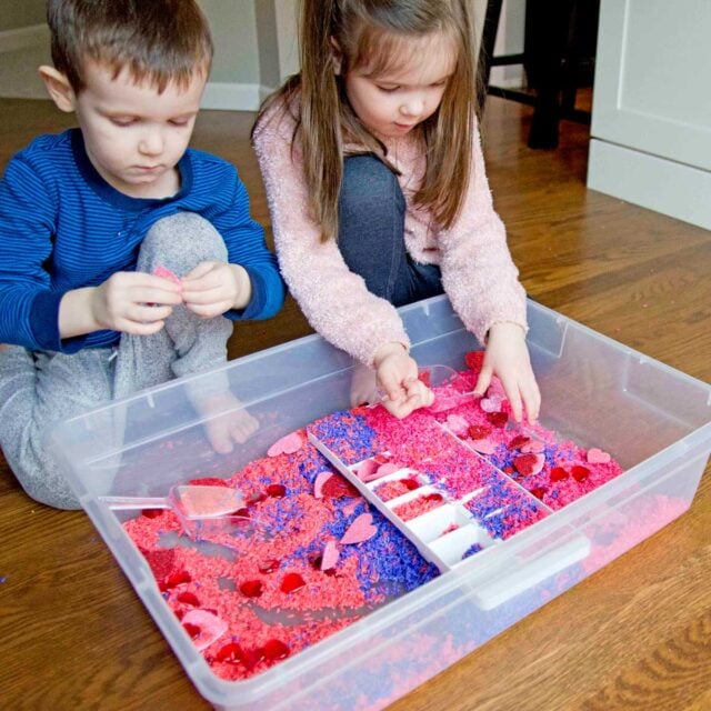 Valentine's Day Sensory Bin - Busy Toddler