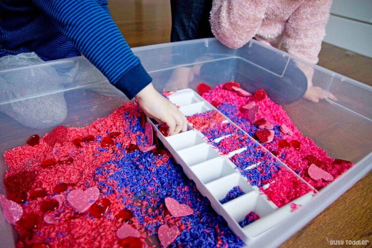 Valentine's Day Sensory Bin - Busy Toddler