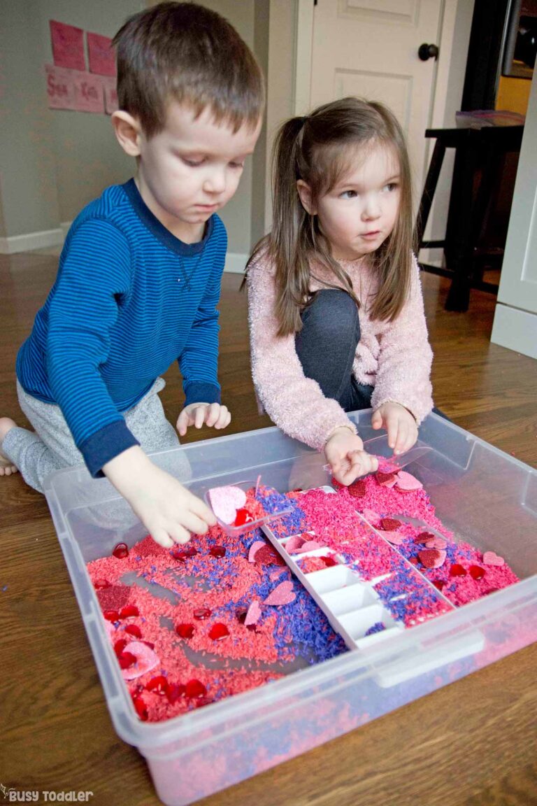 Valentine's Day Sensory Bin - Busy Toddler