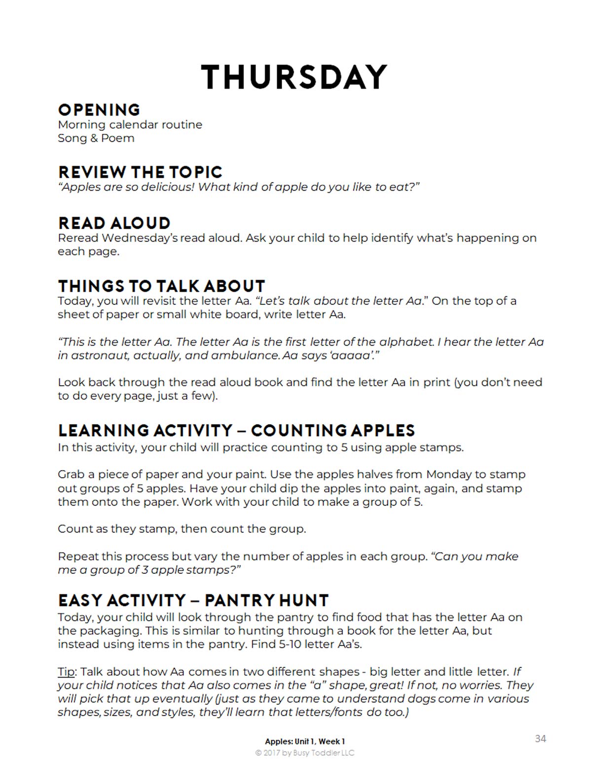 Playing Preschool Unit 1 Apples - Busy Toddler