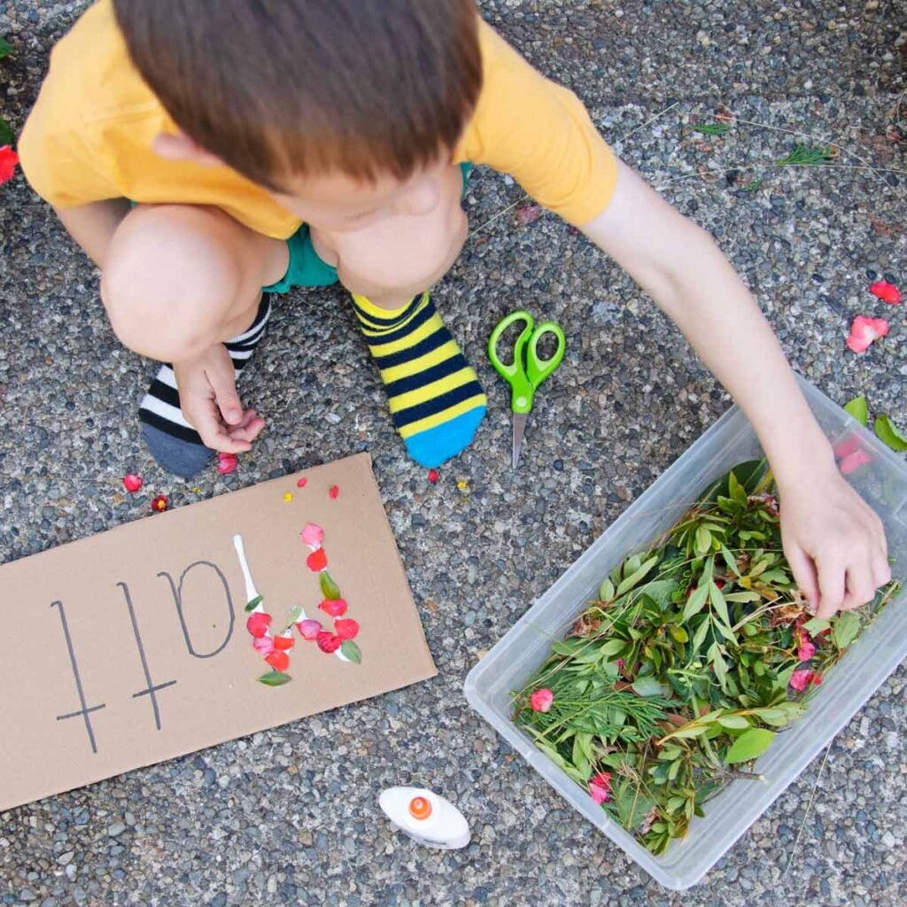 Easy Nature Name Collages - Busy Toddler
