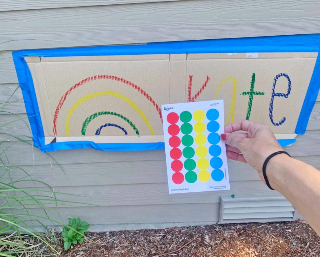 Outdoor Dot Sticker Line-Up (so fun!) - Busy Toddler