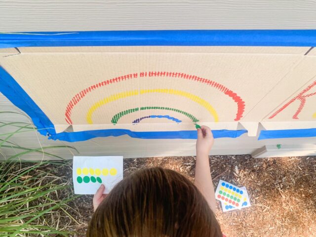 Outdoor Dot Sticker Line-Up (so fun!) - Busy Toddler