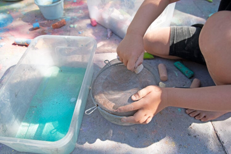 Chalk Paint Outdoor Art - Busy Toddler
