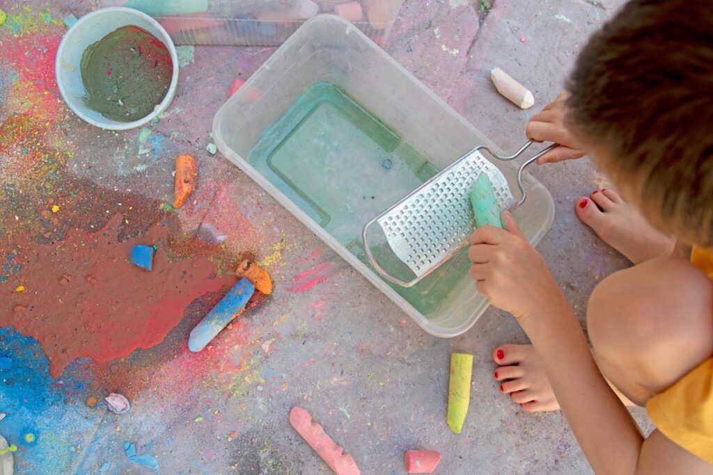 Chalk Paint Outdoor Art - Busy Toddler