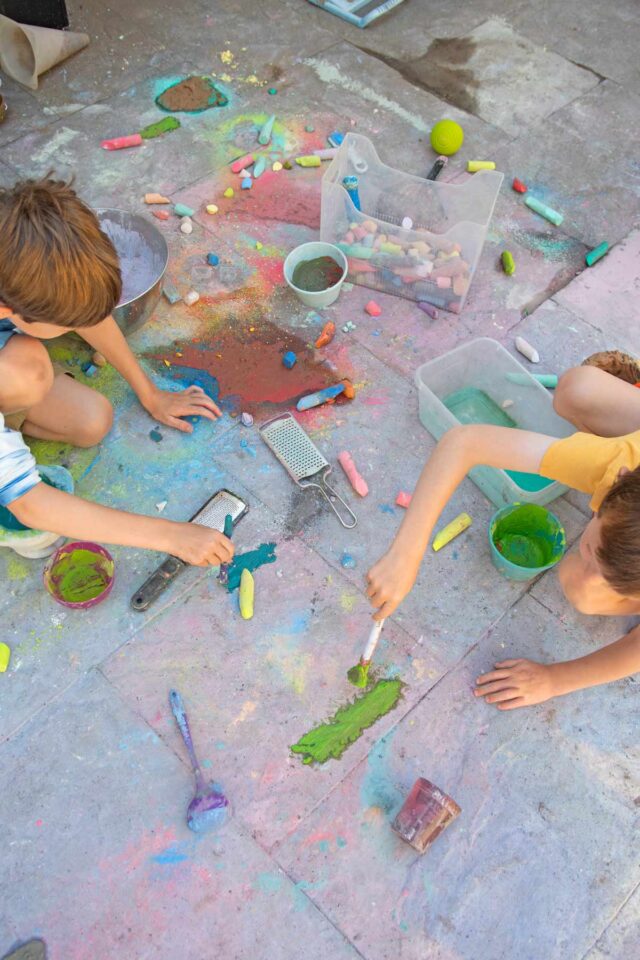 Chalk Paint Outdoor Art - Busy Toddler
