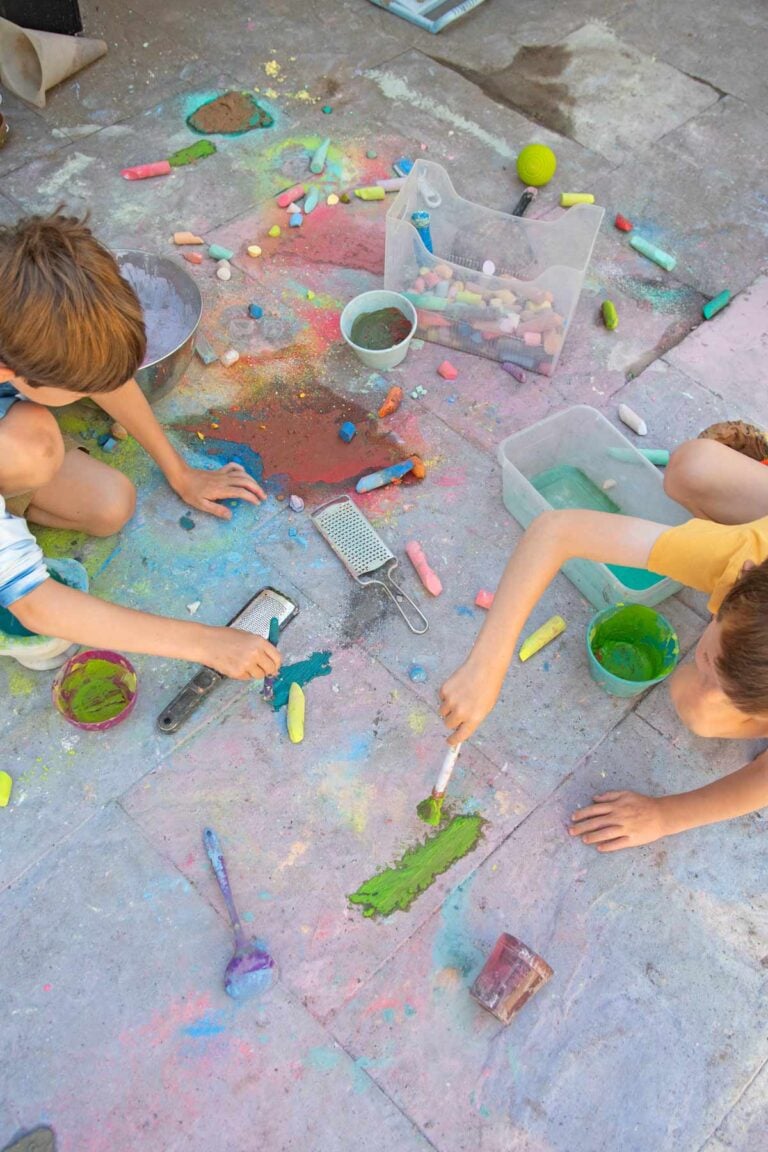 Chalk Paint Outdoor Art - Busy Toddler