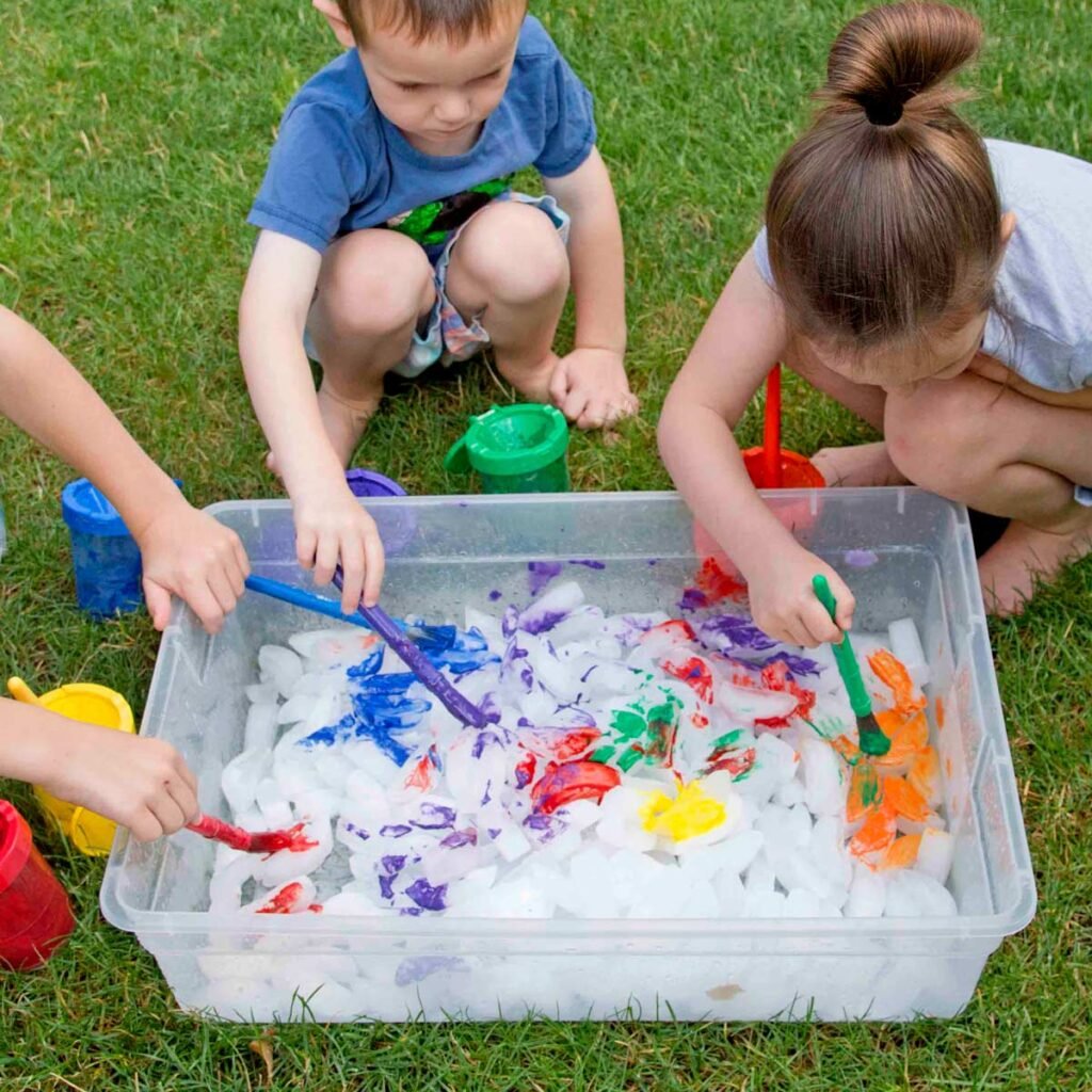 Ice Painting Summer Activity - Busy Toddler