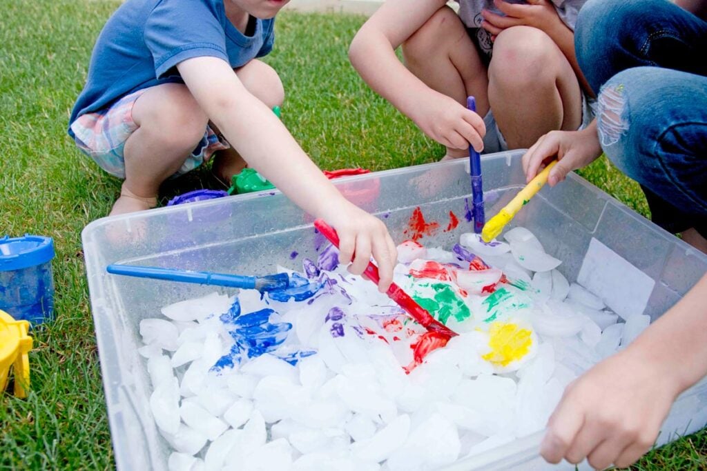 Ice Painting Summer Activity - Busy Toddler