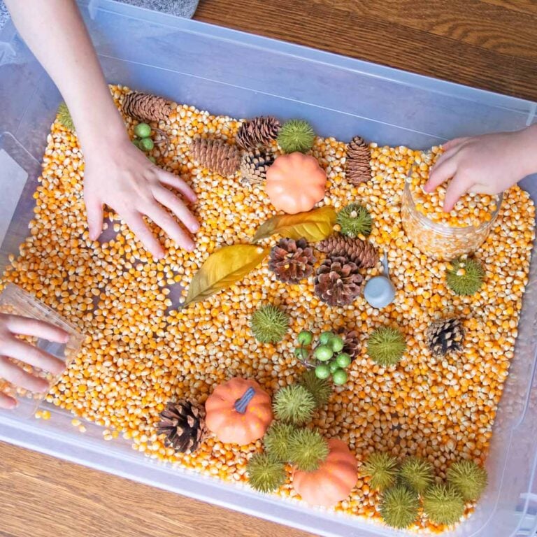 Fall Sensory Soup: An Outdoor Activity - Busy Toddler
