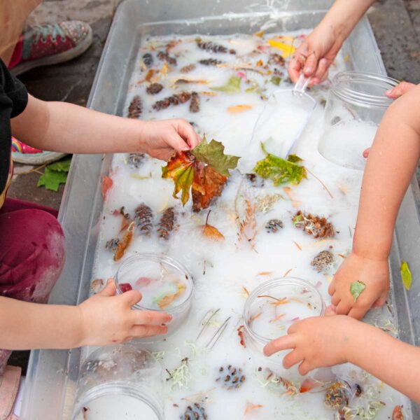 Fall Sensory Soup: An Outdoor Activity - Busy Toddler