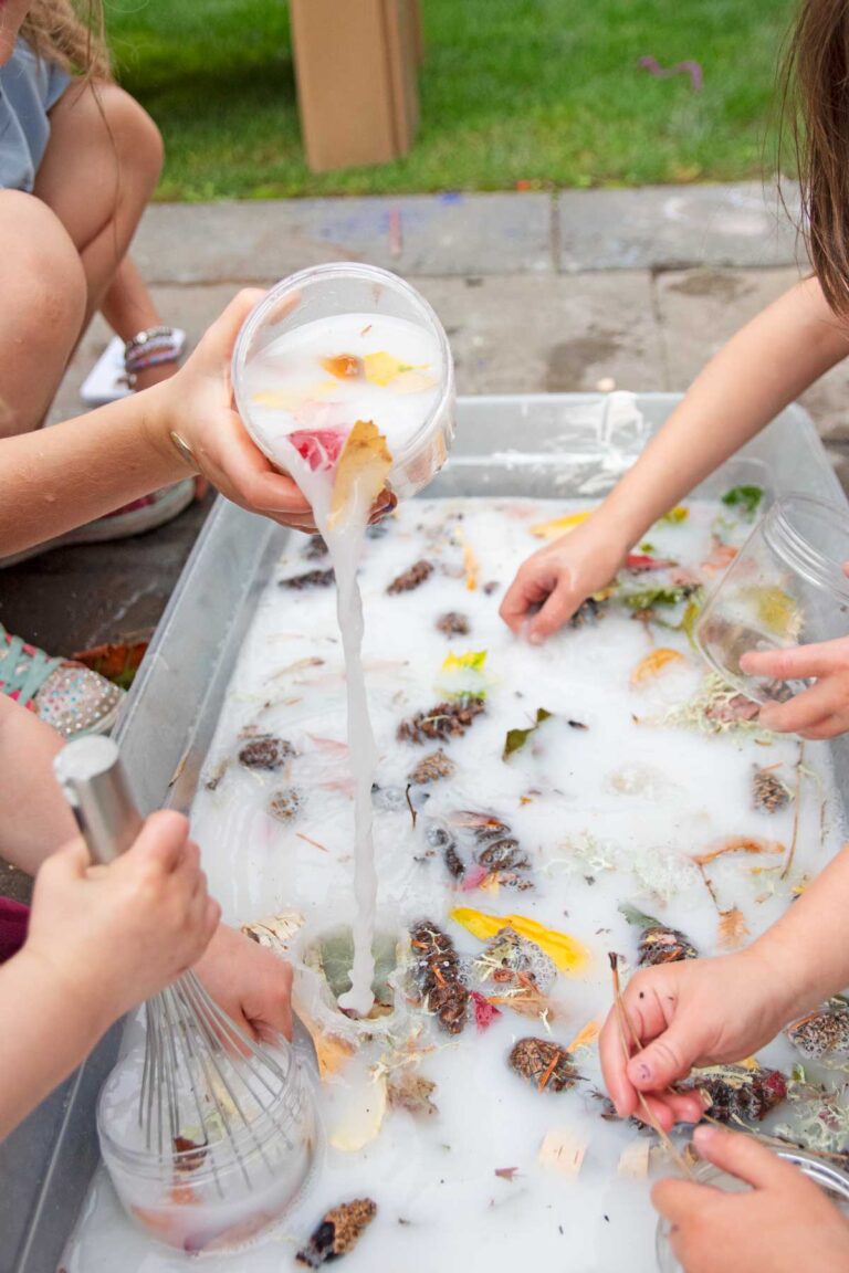 Fall Sensory Soup: An Outdoor Activity - Busy Toddler