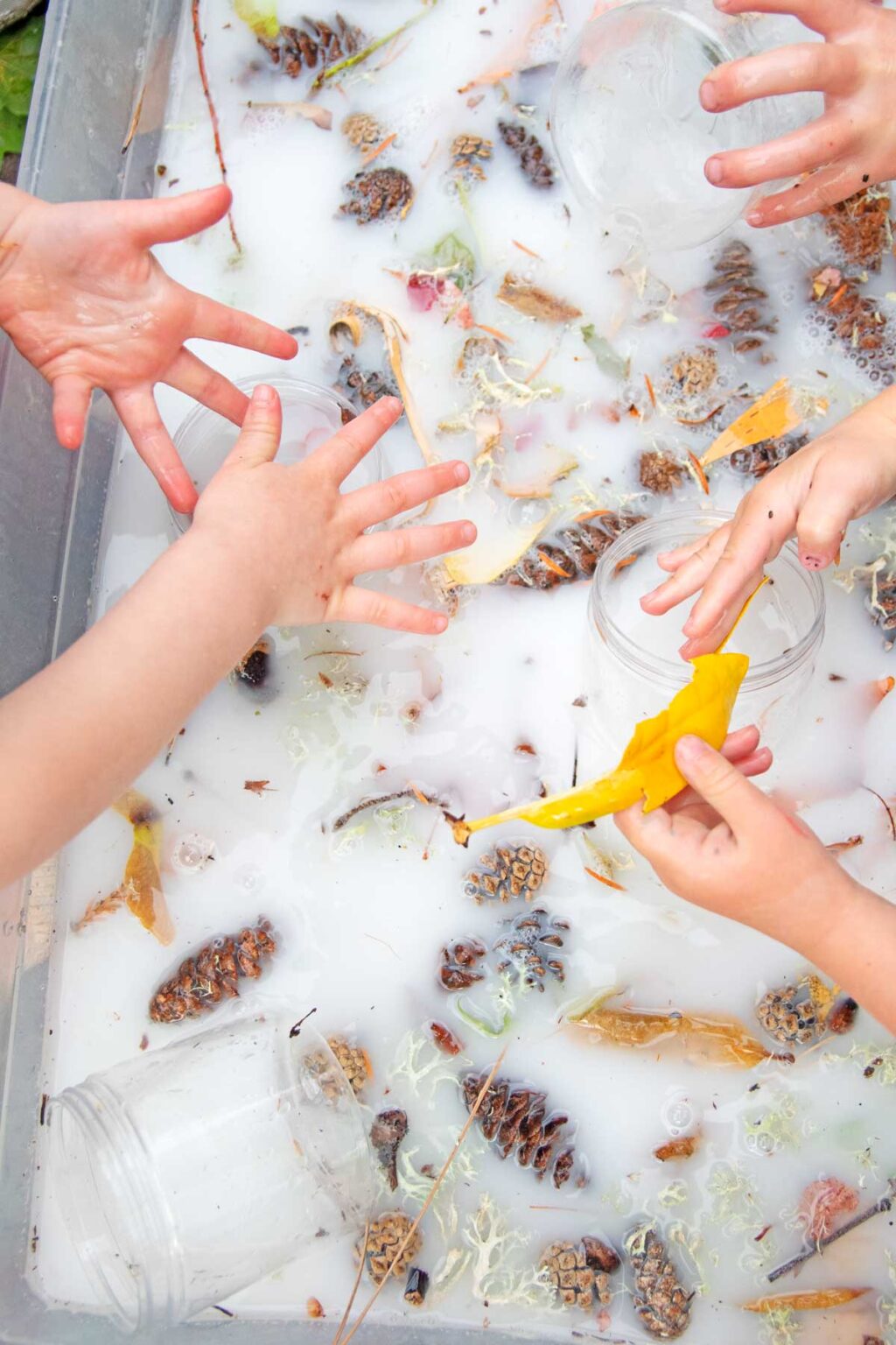 Fall Sensory Soup: An Outdoor Activity - Busy Toddler