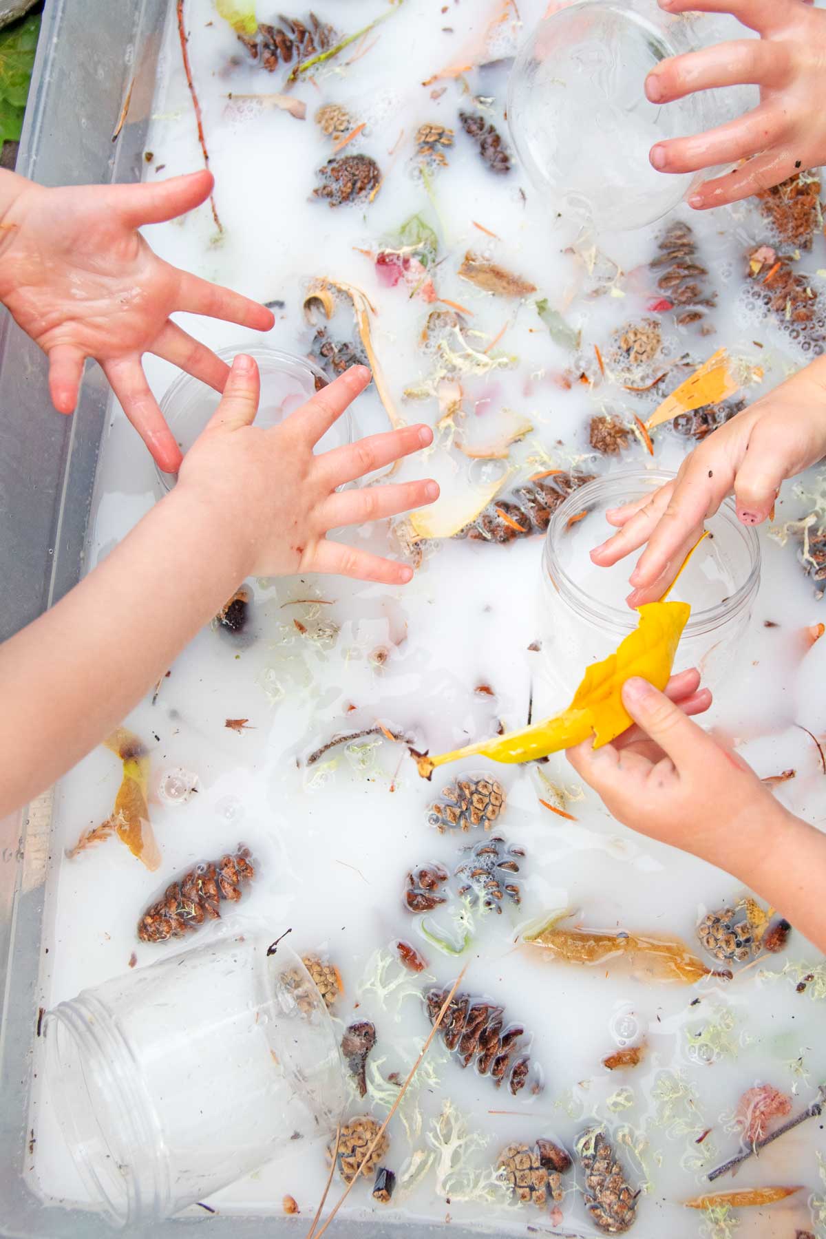 Fall Sensory Soup: An Outdoor Activity - Busy Toddler