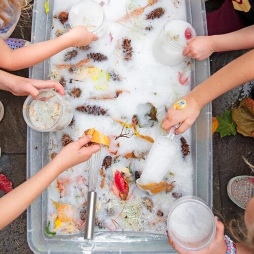Fall Sensory Soup: An Outdoor Activity - Busy Toddler