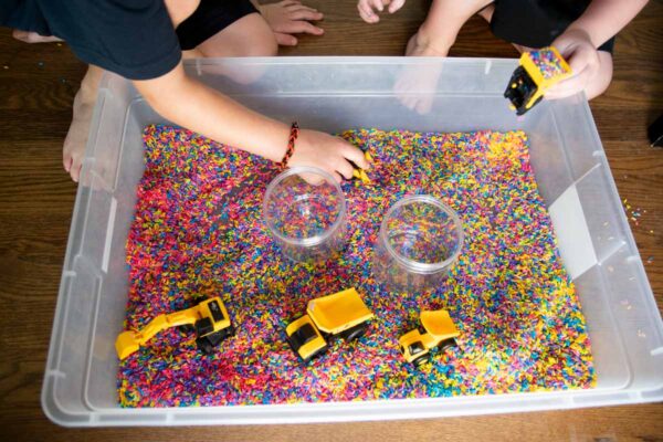 Rainbow Rice Construction Site - Busy Toddler