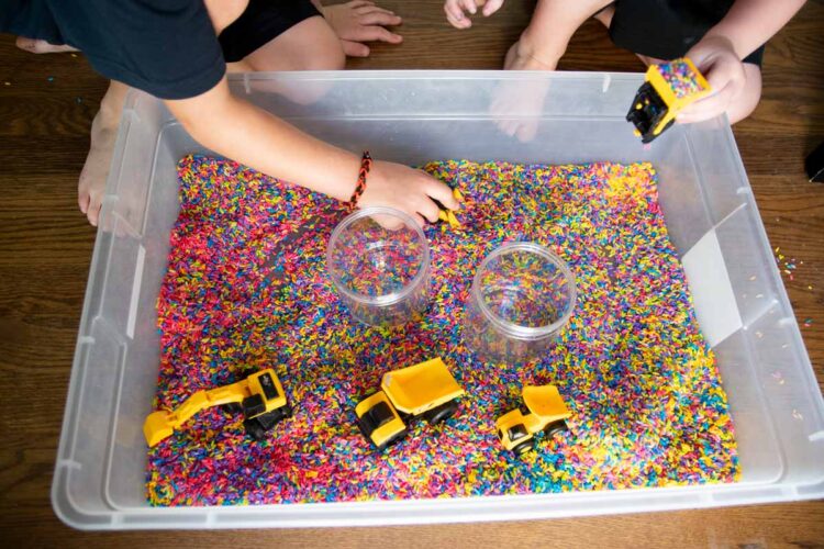 Rainbow Rice Construction Site - Busy Toddler
