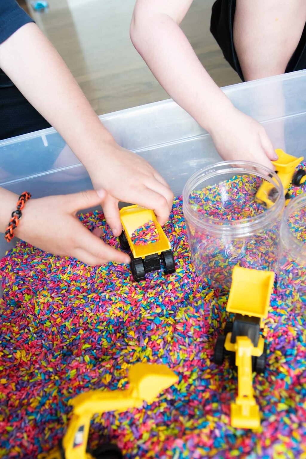 Rainbow Rice Construction Site - Busy Toddler