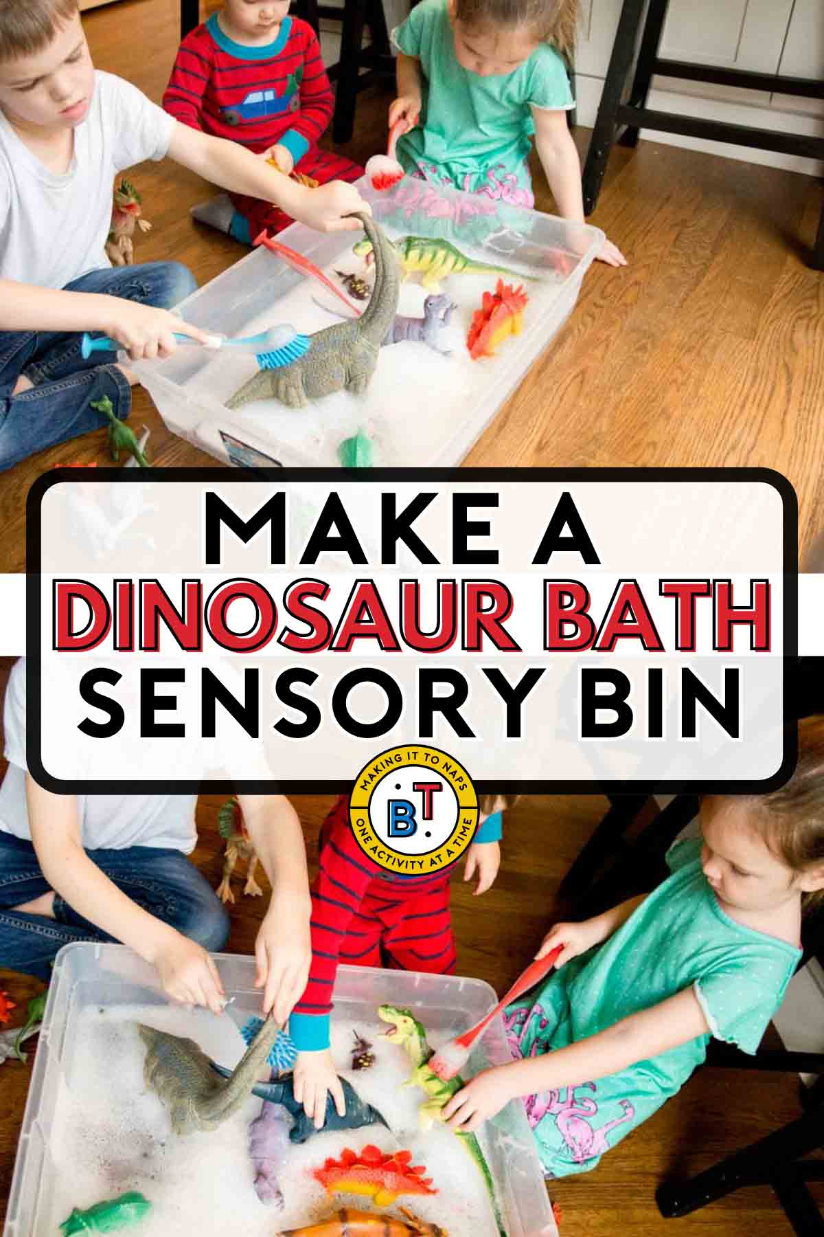 Dinosaur Bath Sensory Activity - Busy Toddler