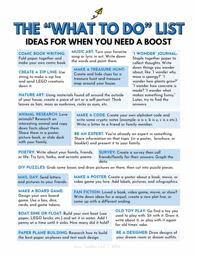 Things to do at Home with 8-12 Years Olds - Busy Toddler