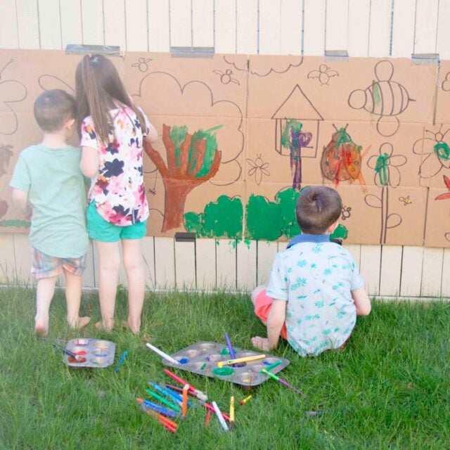 Giant Painting Outdoor Art Project - Busy Toddler