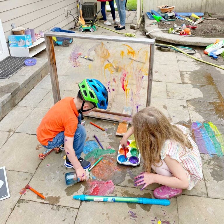 How to Make an Outdoor Easel - Busy Toddler