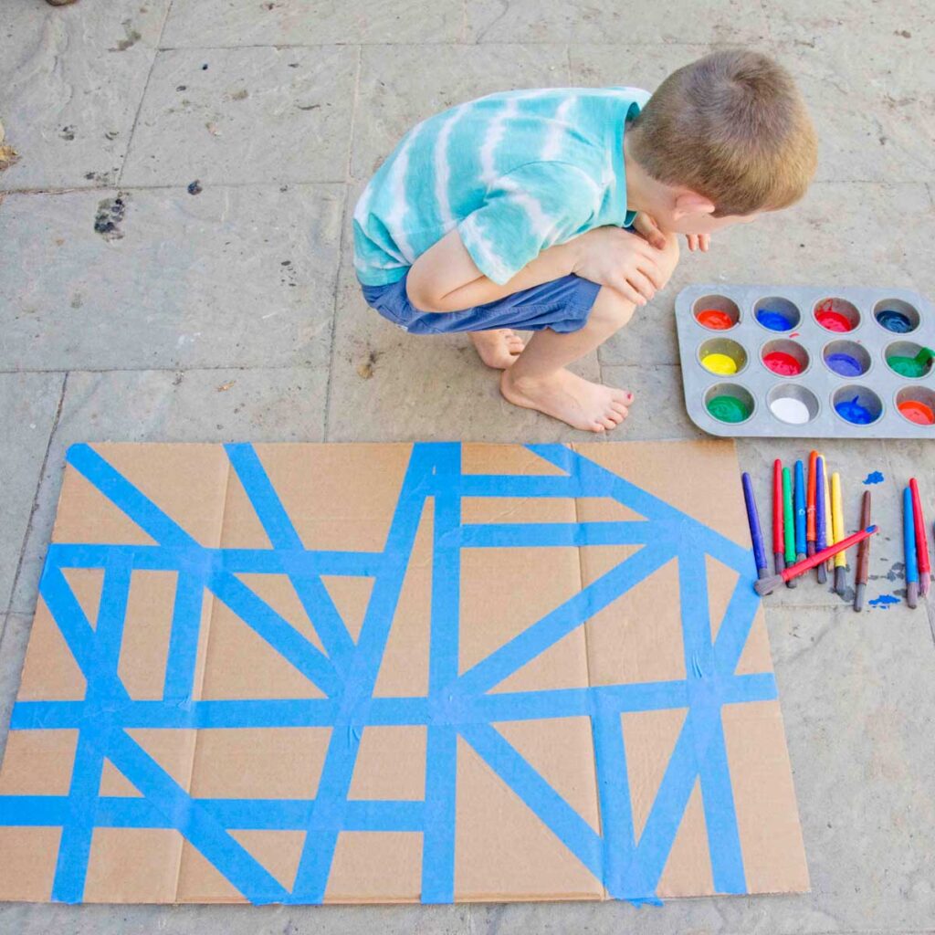 Tape Resist Art Activity for Kids - Busy Toddler